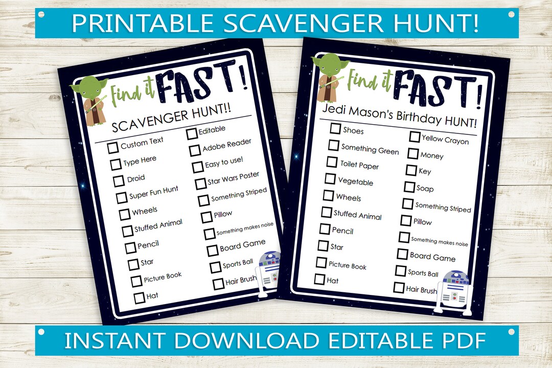 Printable & Editable Scavenger Hunt Space Wars // Birthday Party Game ...