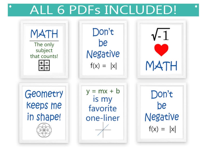 Math Pun Printable Poster Bundle // Math Classroom Decor, JPG ...
