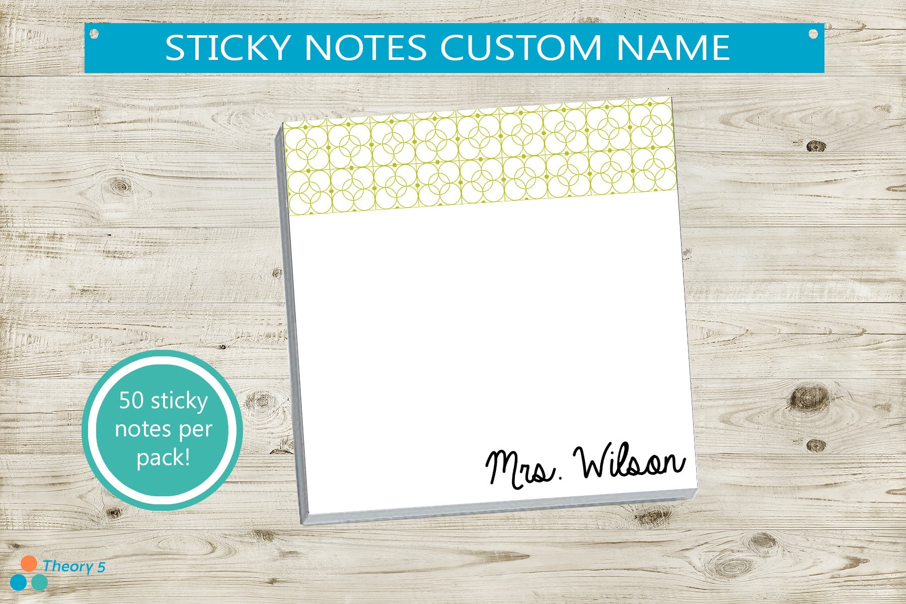 Custom Name Sticky Notes // Gift Idea Customizable Teacher | Etsy
