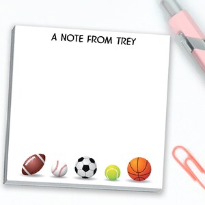 Personalized Sports Sticky Notes // Sports Balls Design With Custom ...
