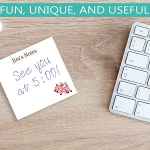 Personalized Sticky Notes With Custom Text and Flying Pig Design // 3x3 ...