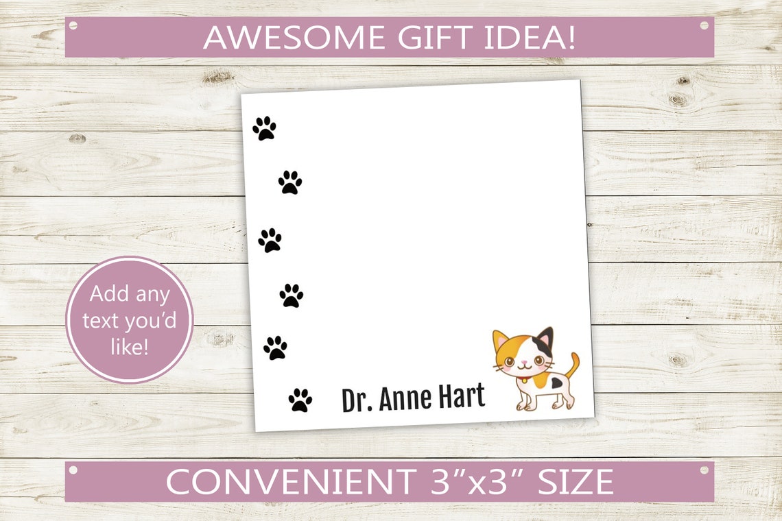 Personalized Cat Sticky Notes // Customize With Any Name // 50 - Etsy