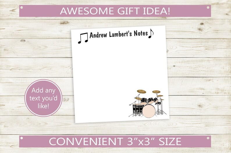Personalized Sticky Notes Drum Set Design // 3x3 Inch With 50 - Etsy