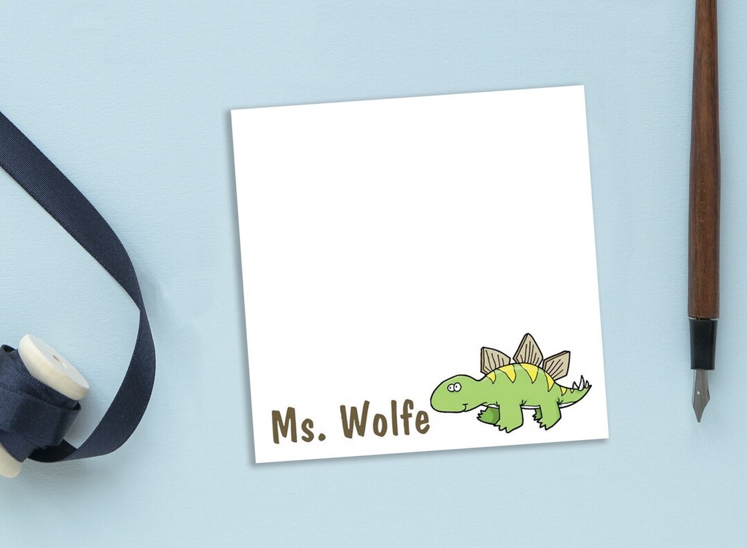 Personalized Sticky Notes With Dinosaur Design and Custom Name // 3x3 ...