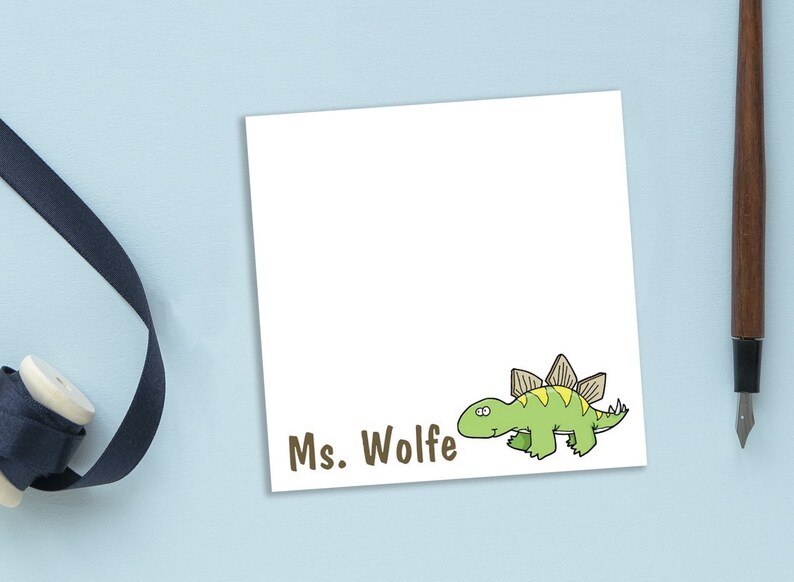 Personalized Sticky Notes With Dinosaur Design and Custom Name // 3"x3 ...