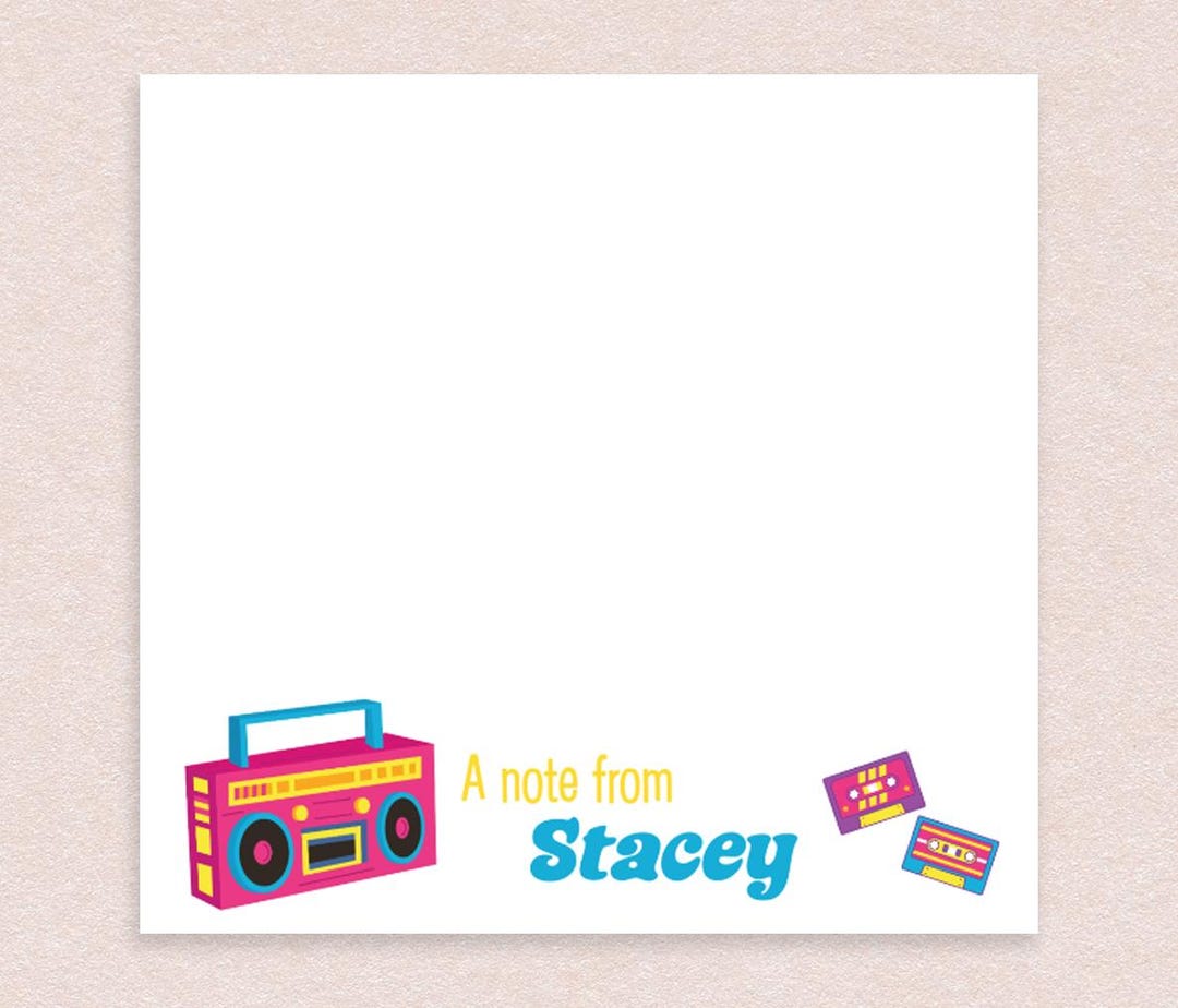 Retro Style 80s Sticky Notes With Cassette Tape Design and Custom Name ...