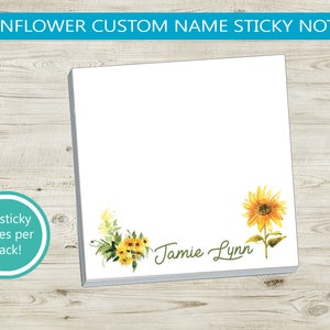 Sunflower Custom Sticky Notes // Personalize Gift Idea for Coworker ...