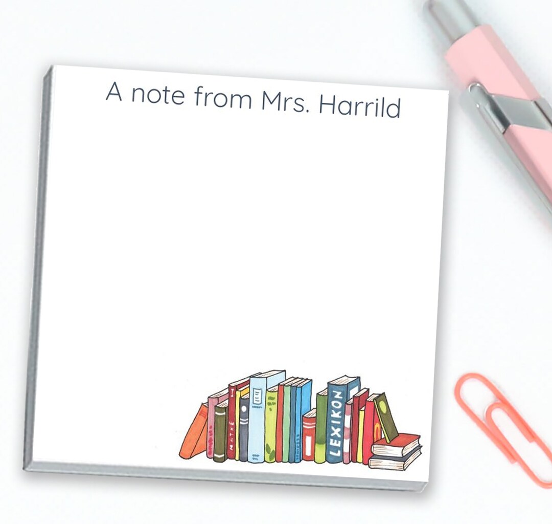 Personalized Sticky Notes With Book Design and Custom Text // 3x3 ...