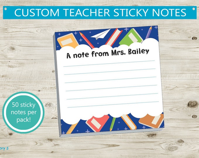 Custom Name Sticky Notes // Gift Idea Customizable Teacher - Etsy
