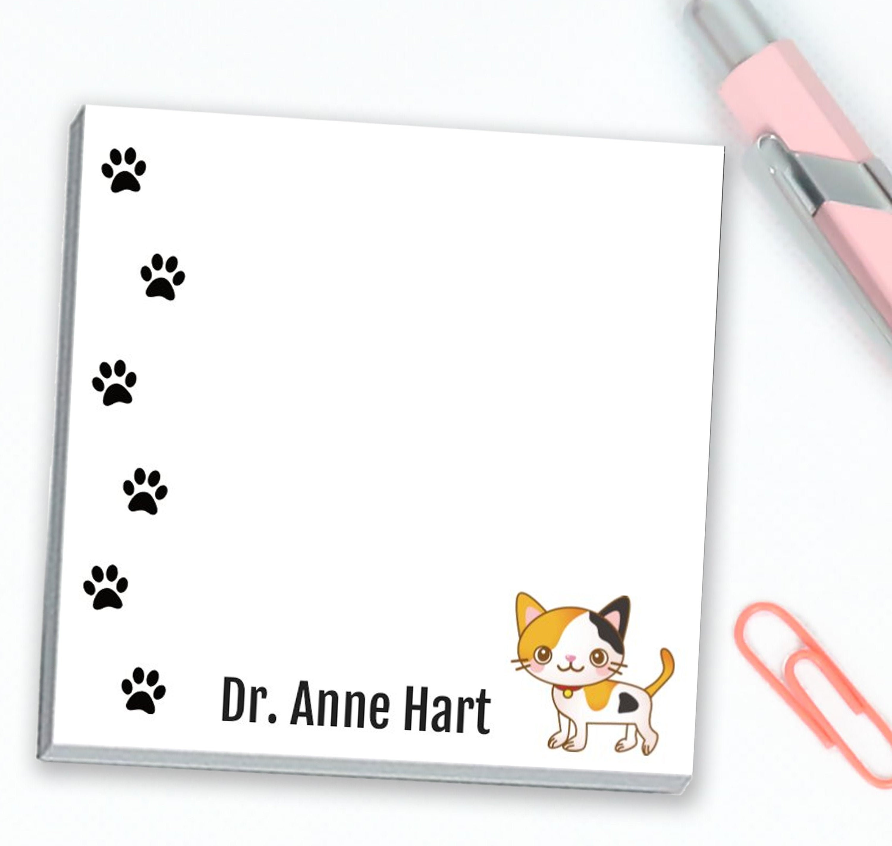 Personalized Cat Sticky Notes // customize with any name // 50 | Etsy