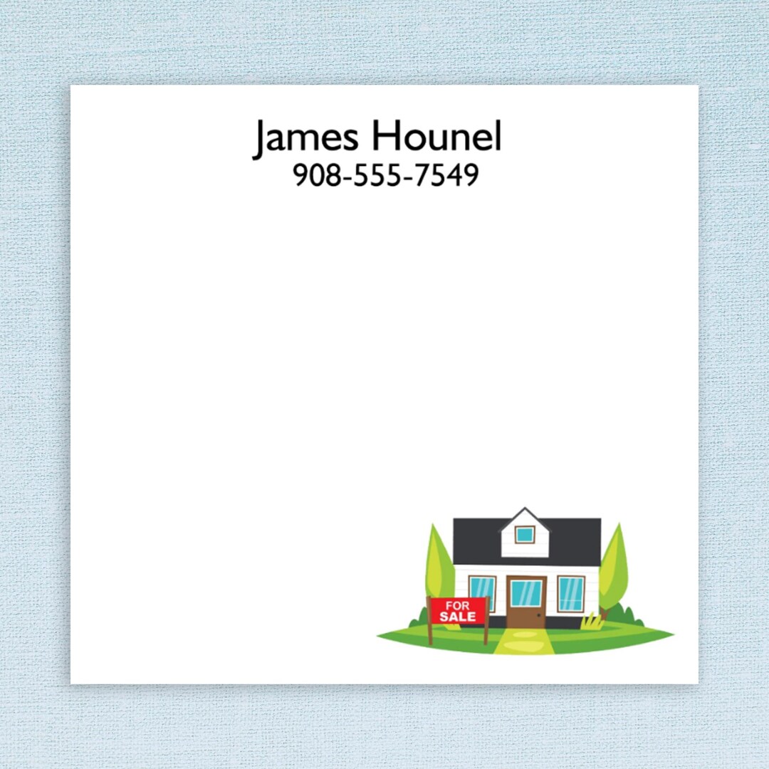 Personalized Sticky Notes With House Design and Custom Text // 3"x3 ...