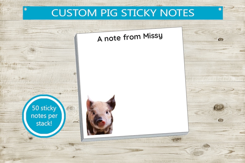 Custom Pig Sticky Notes // personalize gift idea for coworker | Etsy