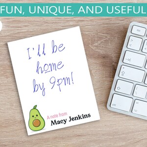 Personalized Notepad With Avocado Design and Custom Name // 50 Sheets ...