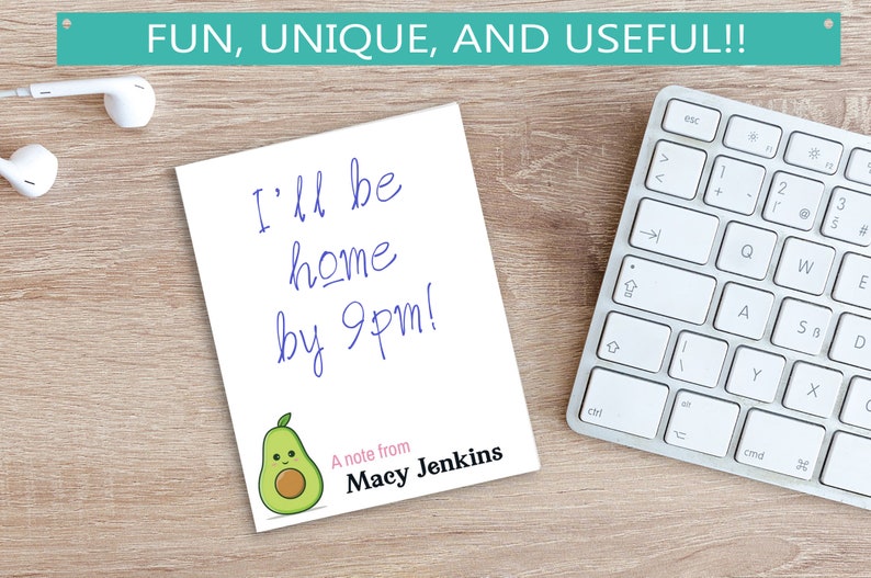 Personalized Notepad With Avocado Design and Custom Name // 50 Sheets ...
