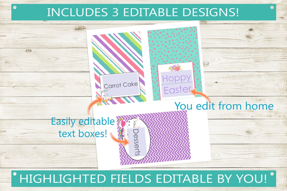Editable Easter Tent Cards // Printable PDF, Food Labels, Custom Party ...