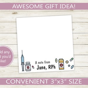 Custom Pharmacist Sticky Notes // Personalized Text // 50 Stickies per ...