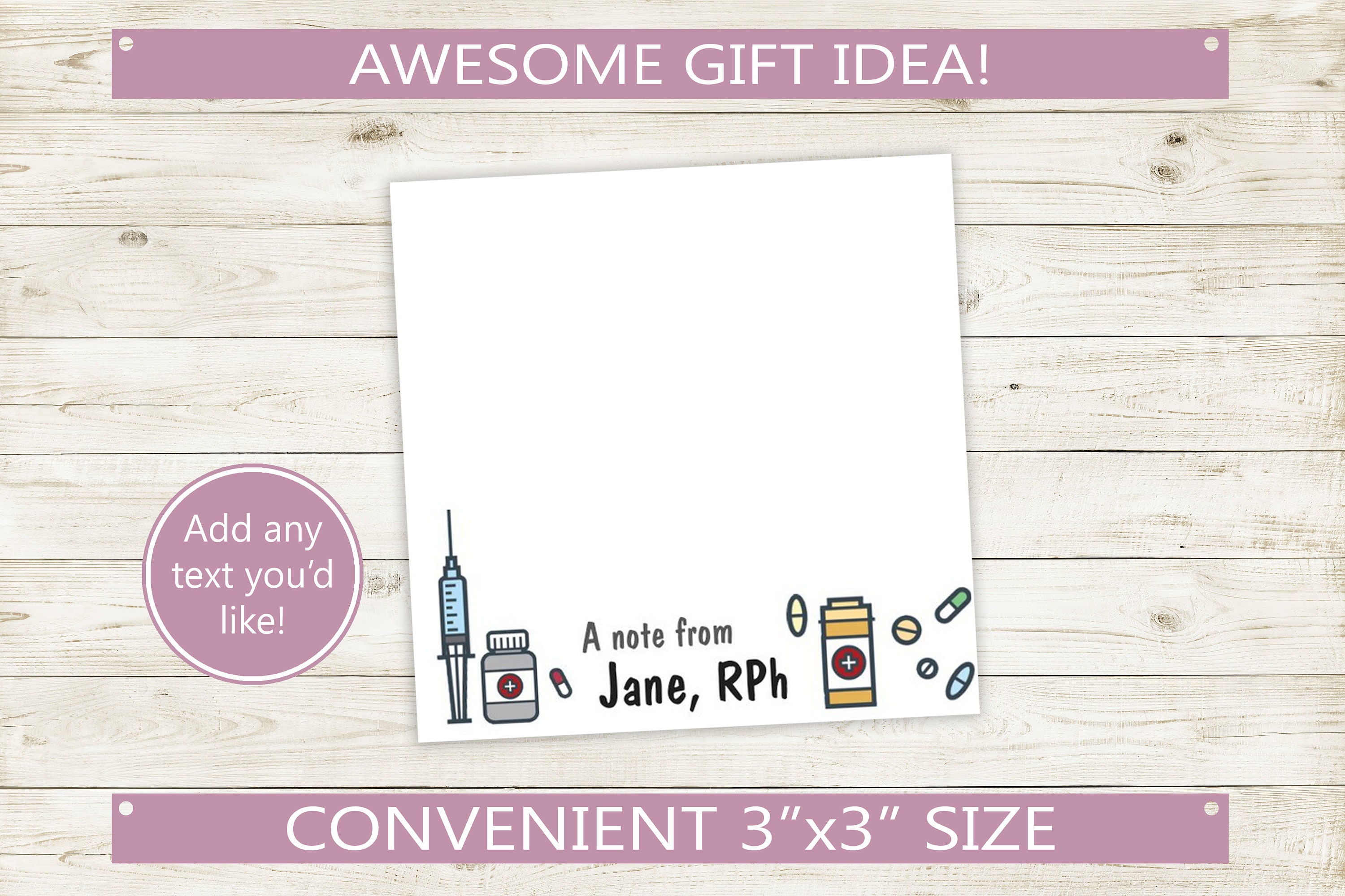 Custom Pharmacist Sticky Notes // Personalized Text // 50 - Etsy