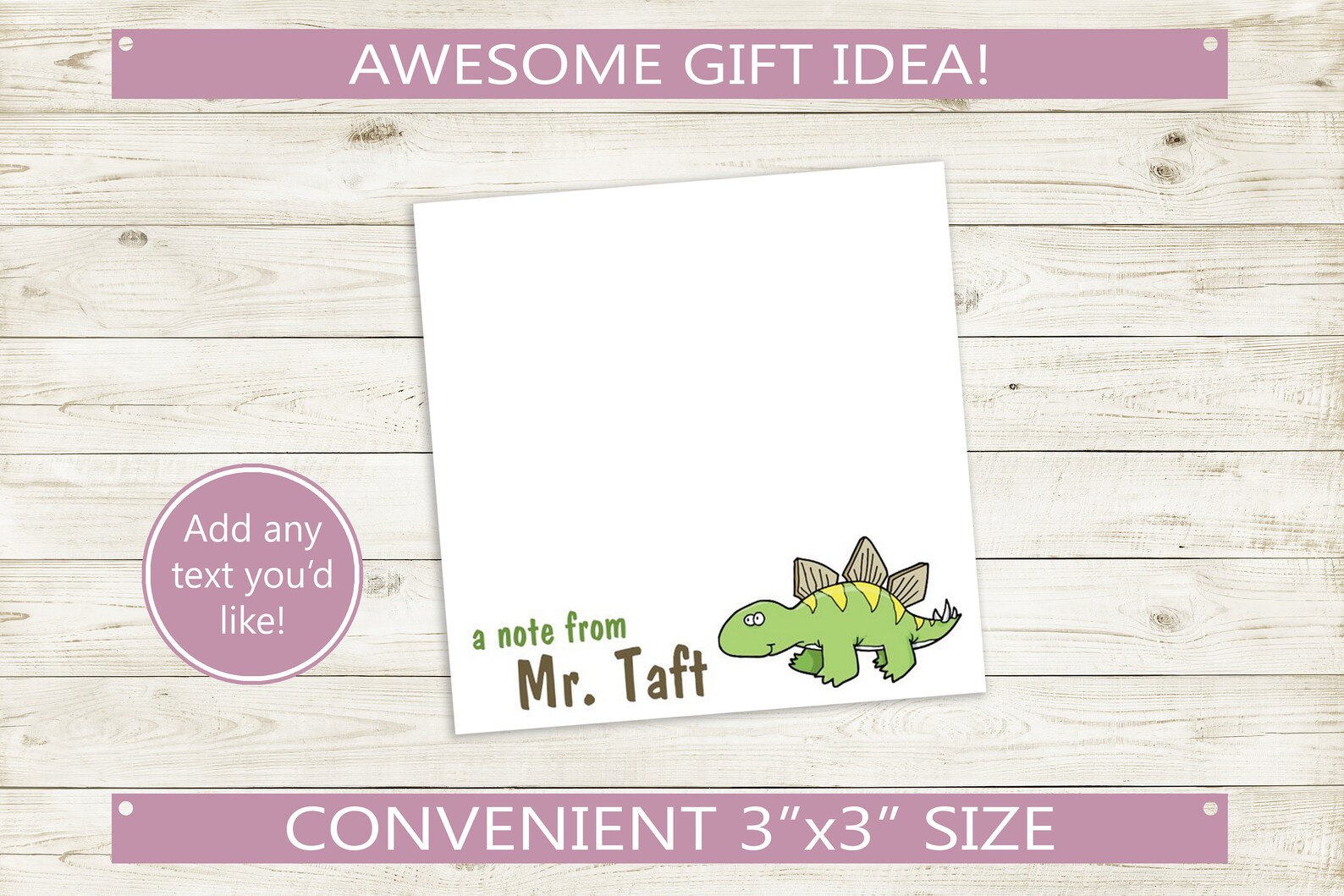 Personalized Sticky Notes With Dinosaur Design and Custom Name - Etsy