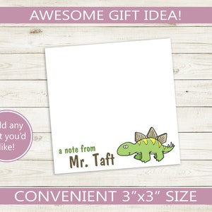 Personalized Sticky Notes With Dinosaur Design and Custom Name // 3"x3 ...