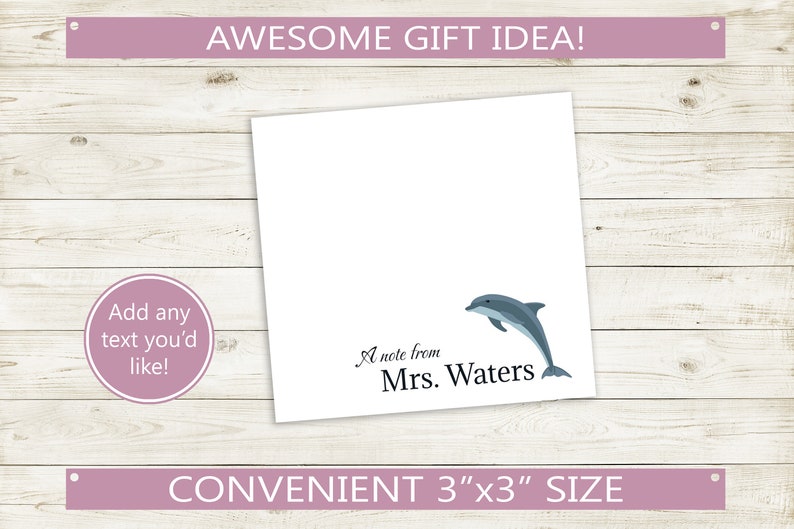 Dolphin Sticky Note Pads Custom Name // Personalized Gift Idea, Teacher ...