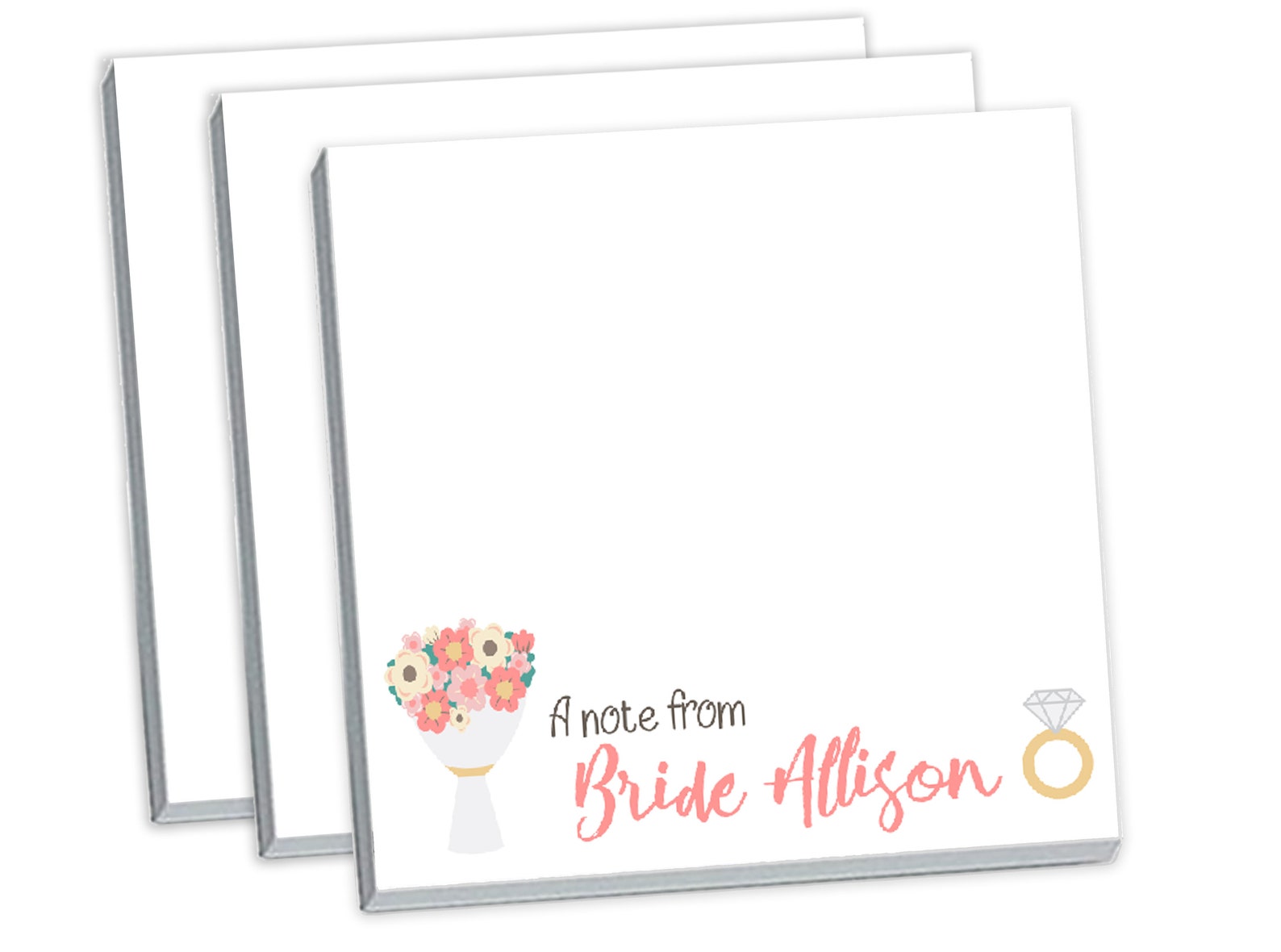 Personalized Sticky Notes With Wedding Design and Custom Name - Etsy