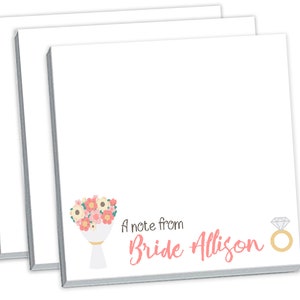 Personalized Sticky Notes With Wedding Design and Custom Name // 3"x3 ...