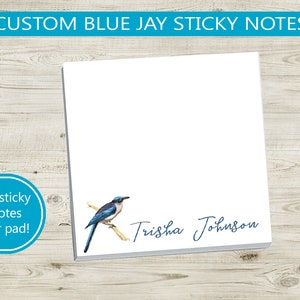 Custom Blue Jay Sticky Notes // Bird Design, Personalized Text ...