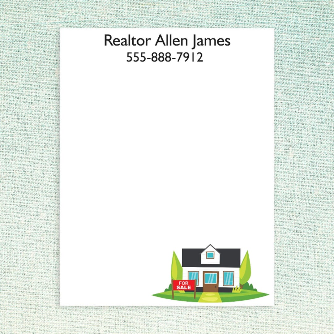 Custom Realtor Notepad With Personalized Text // 50 Sheets per Pad 4"x5 ...