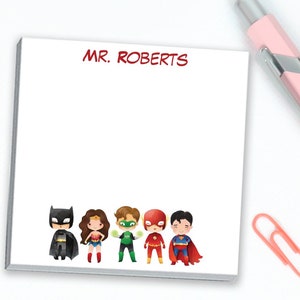 Custom Superhero Stationery Set (4 Items) - 2 Sticky Note Pads, 1 Pen ...