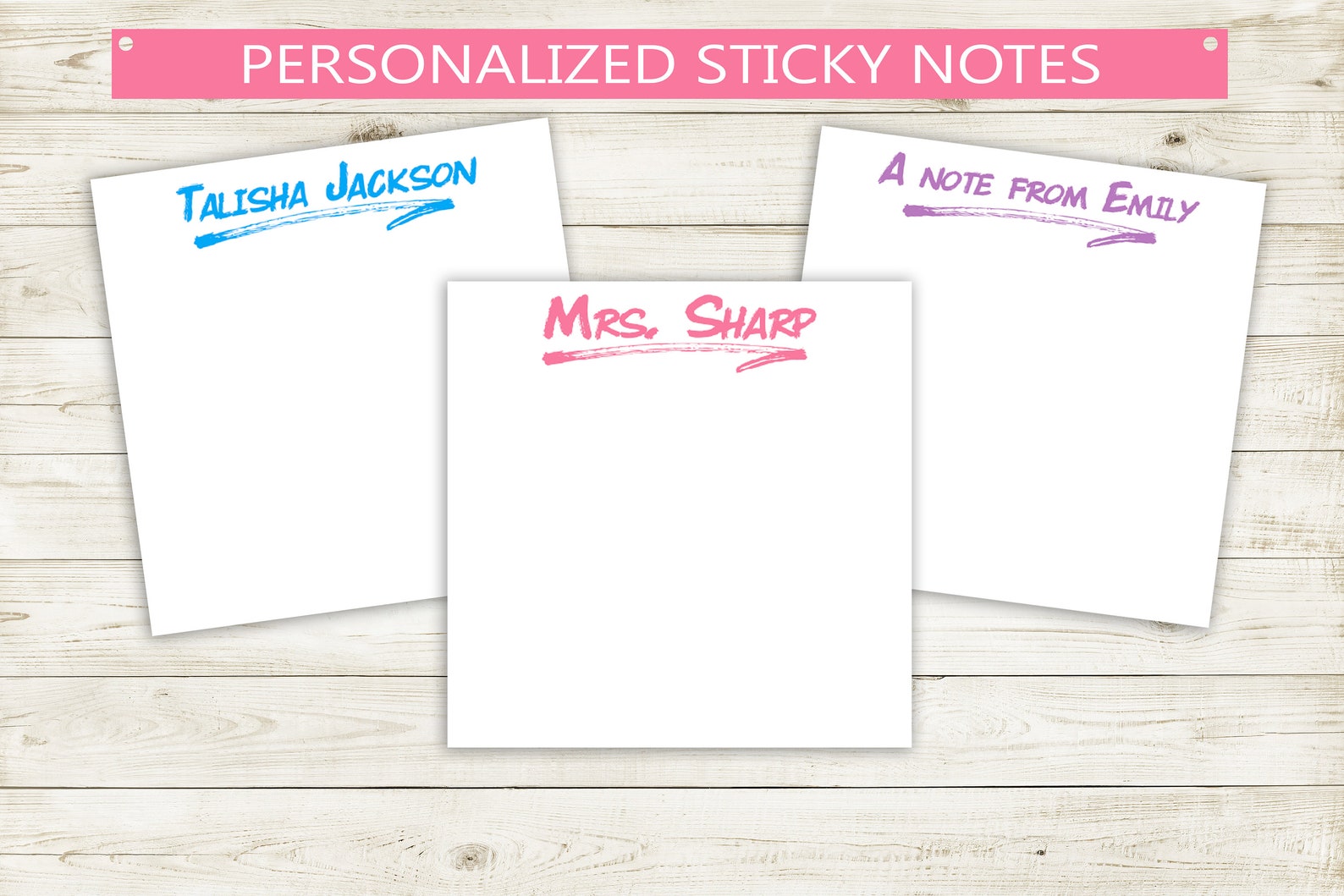 Personalized Sticky Notes With Custom Name or Text // - Etsy