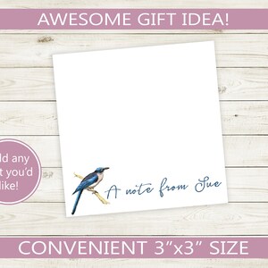 Custom Blue Jay Sticky Notes // Bird Design, Personalized Text ...