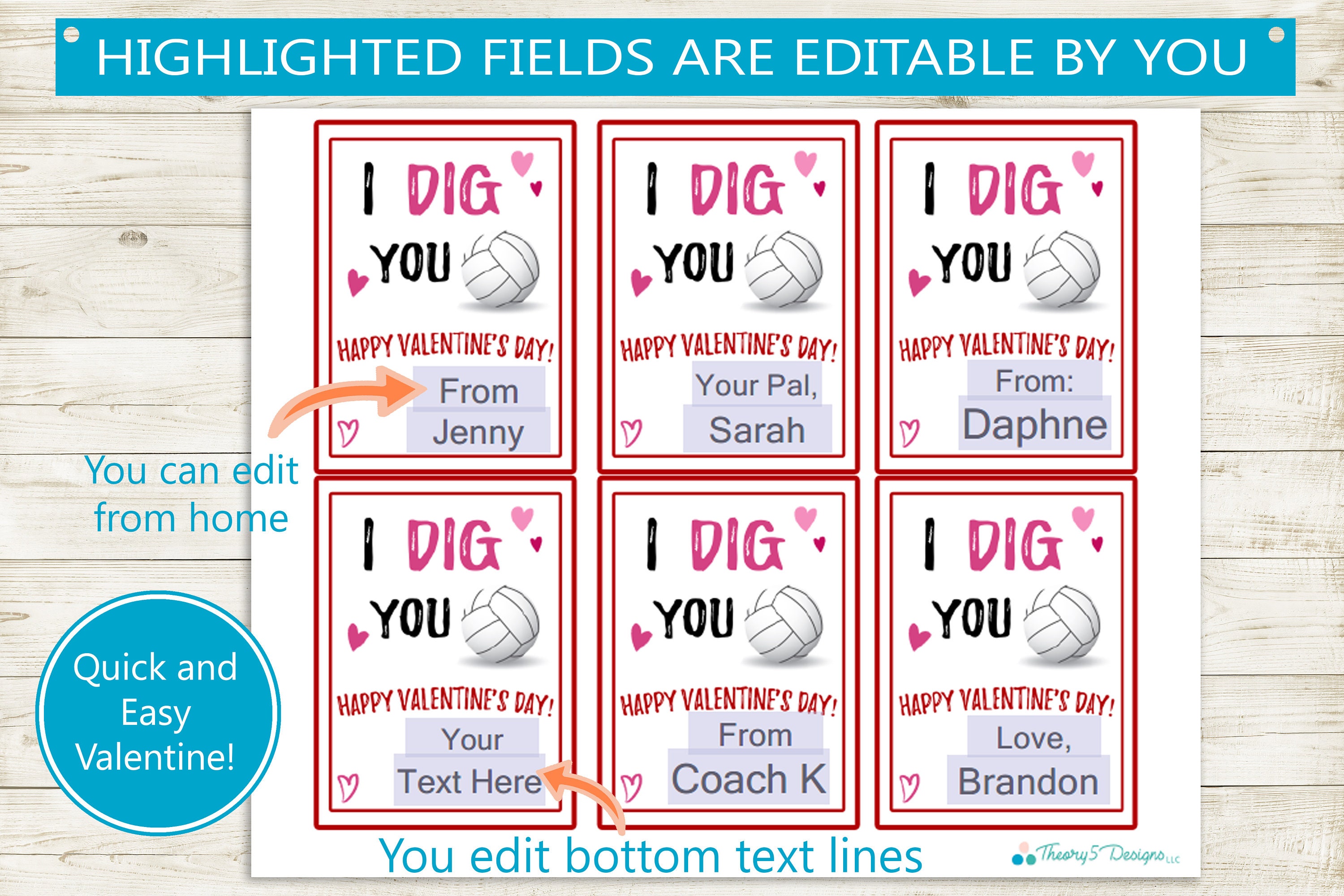 Volleyabll Printable Valentine's Day Cards // Instant Download ...