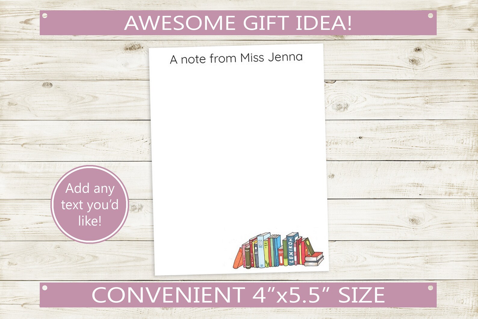 Custom Notepad With Books Design // 50 Sheets per Stack - Etsy