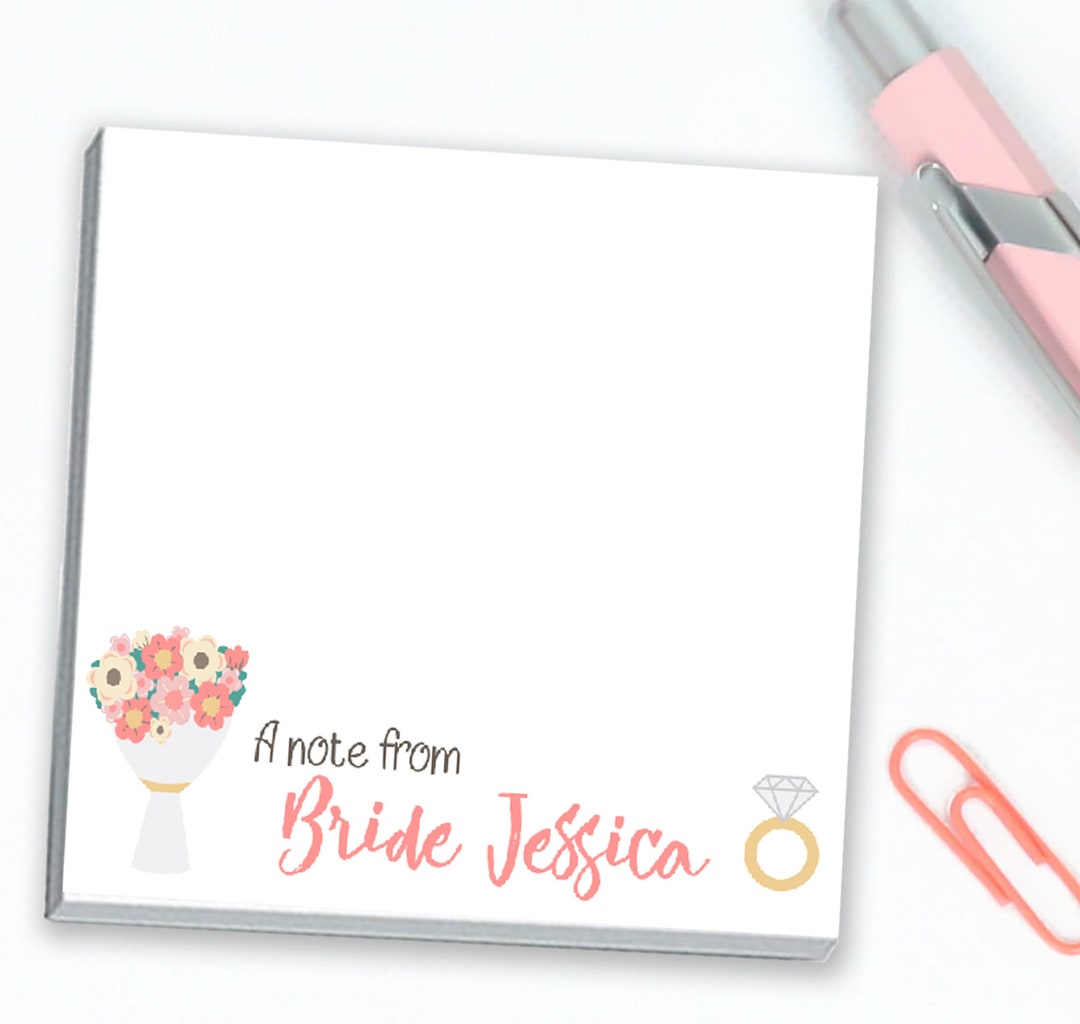 Personalized Sticky Notes With Wedding Design and Custom Name // 3x3 ...