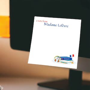 Custom French Teacher Sticky Notes // 3"x3" Sticky Note Pad // France ...
