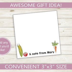 Custom Vegetable Sticky Notes // Garden Design, Personalized Text ...