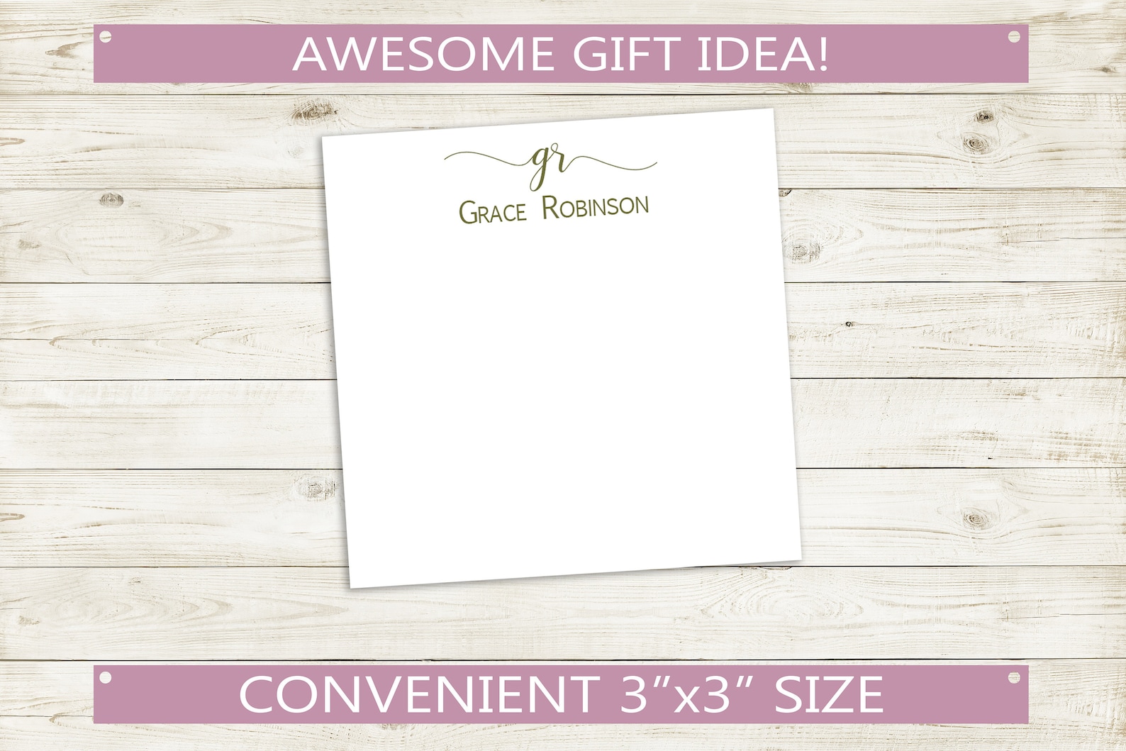 Personalized Sticky Notes With Initials and Custom Name // 3"x3" and 50 ...