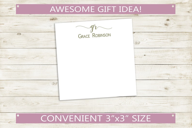 Personalized Sticky Notes With Initials and Custom Name // 3"x3" and 50 ...