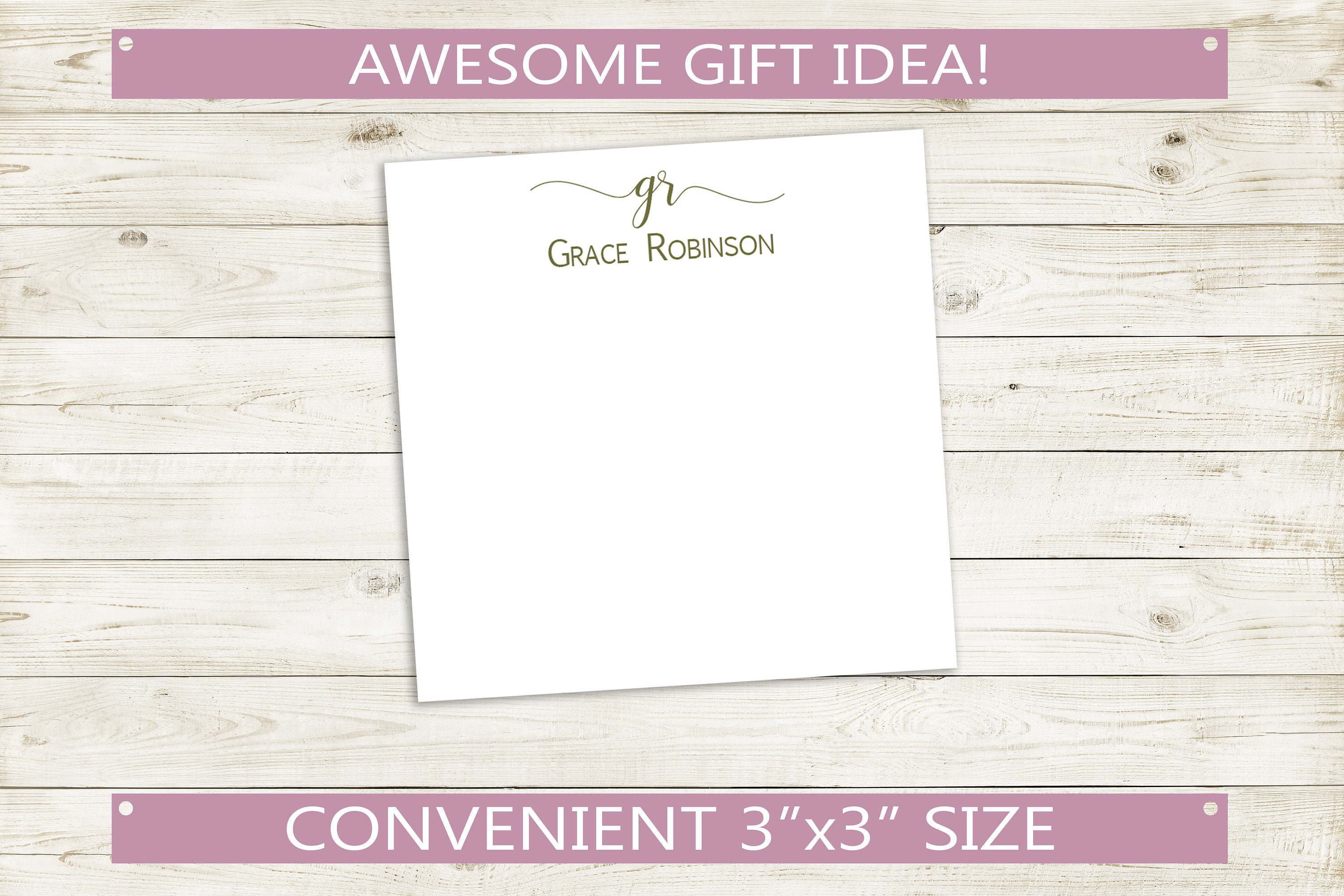 Personalized Sticky Notes With Initials and Custom Name // 3"x3" and 50 ...