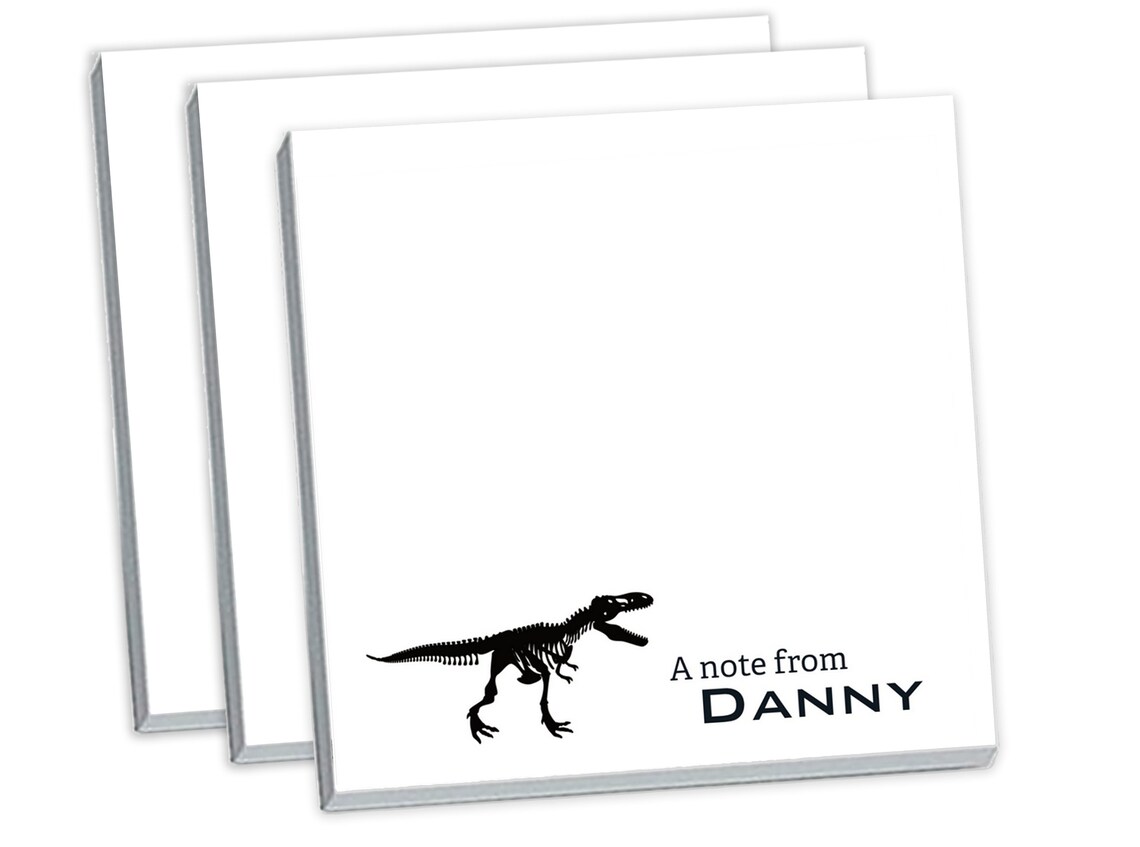 Sticky Note Pads With Dinosaur Design Custom Name // Personalized Gift ...