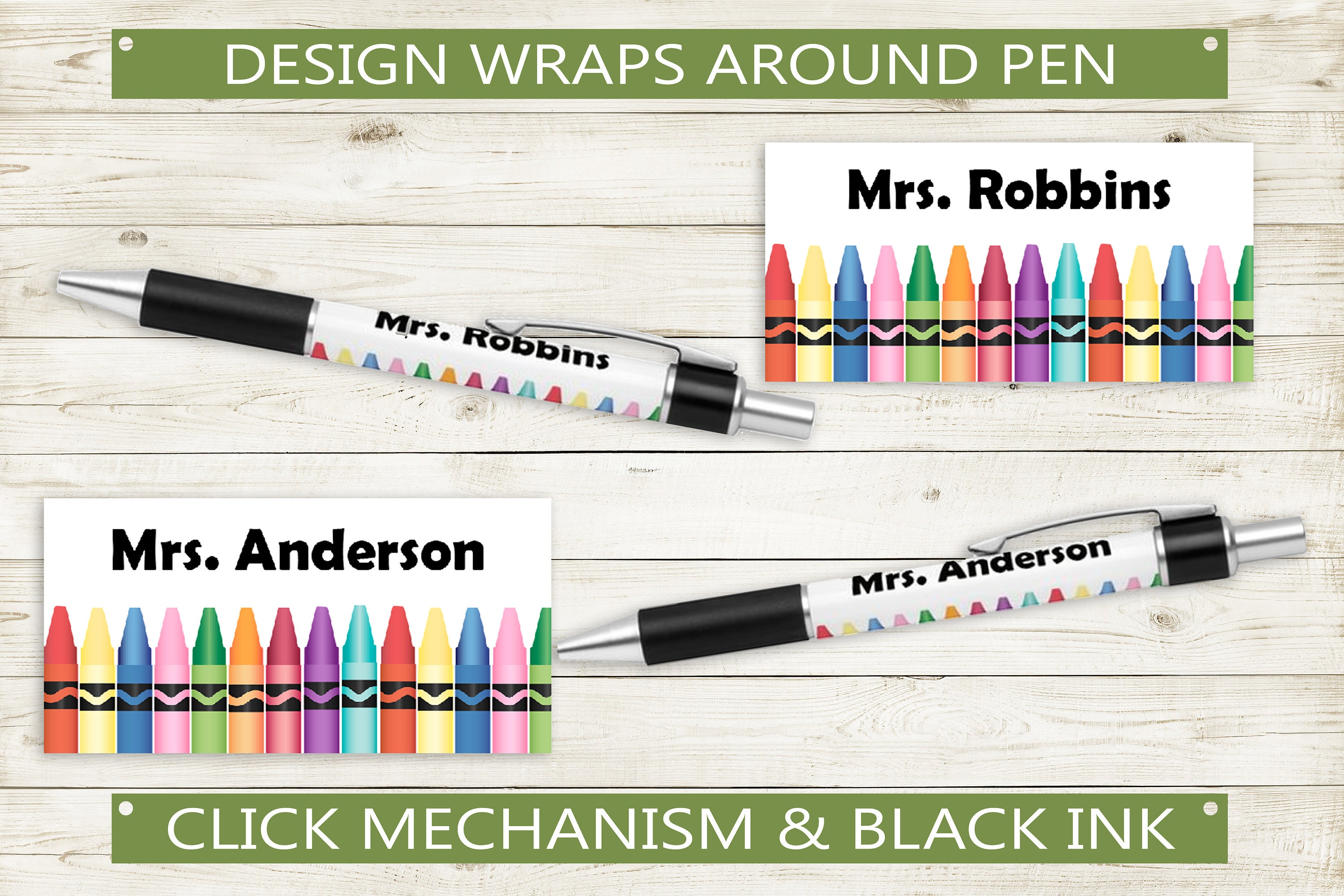 Custom Pen With Fun Crayon Design // Personalized Black Ink - Etsy