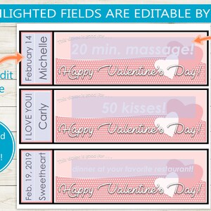 Editable Valentine's Day Tickets // Edit and Print Yourself PDF ...