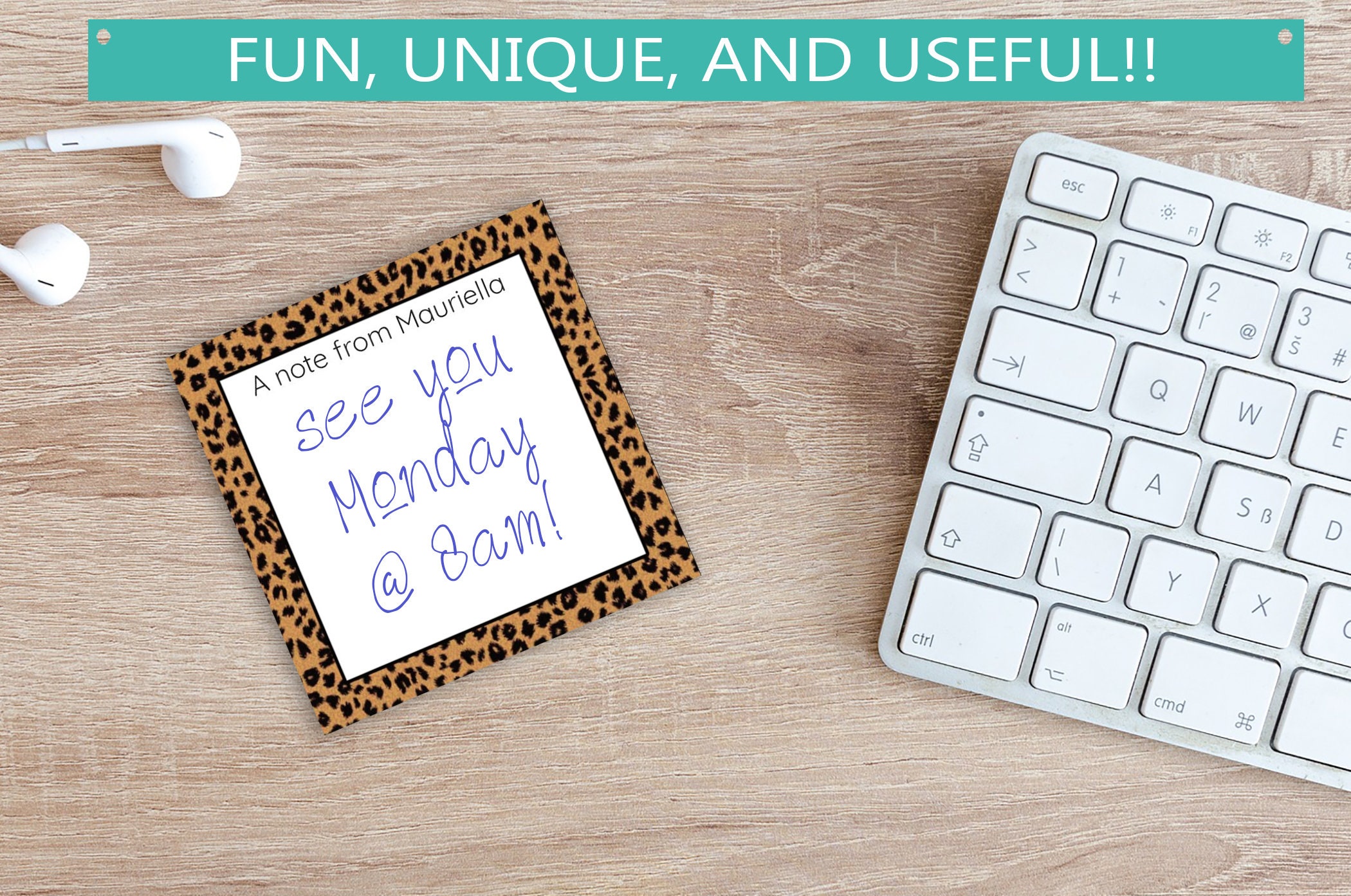 Personalized Sticky Notes With Custom Name and Cheetah Print Design ...