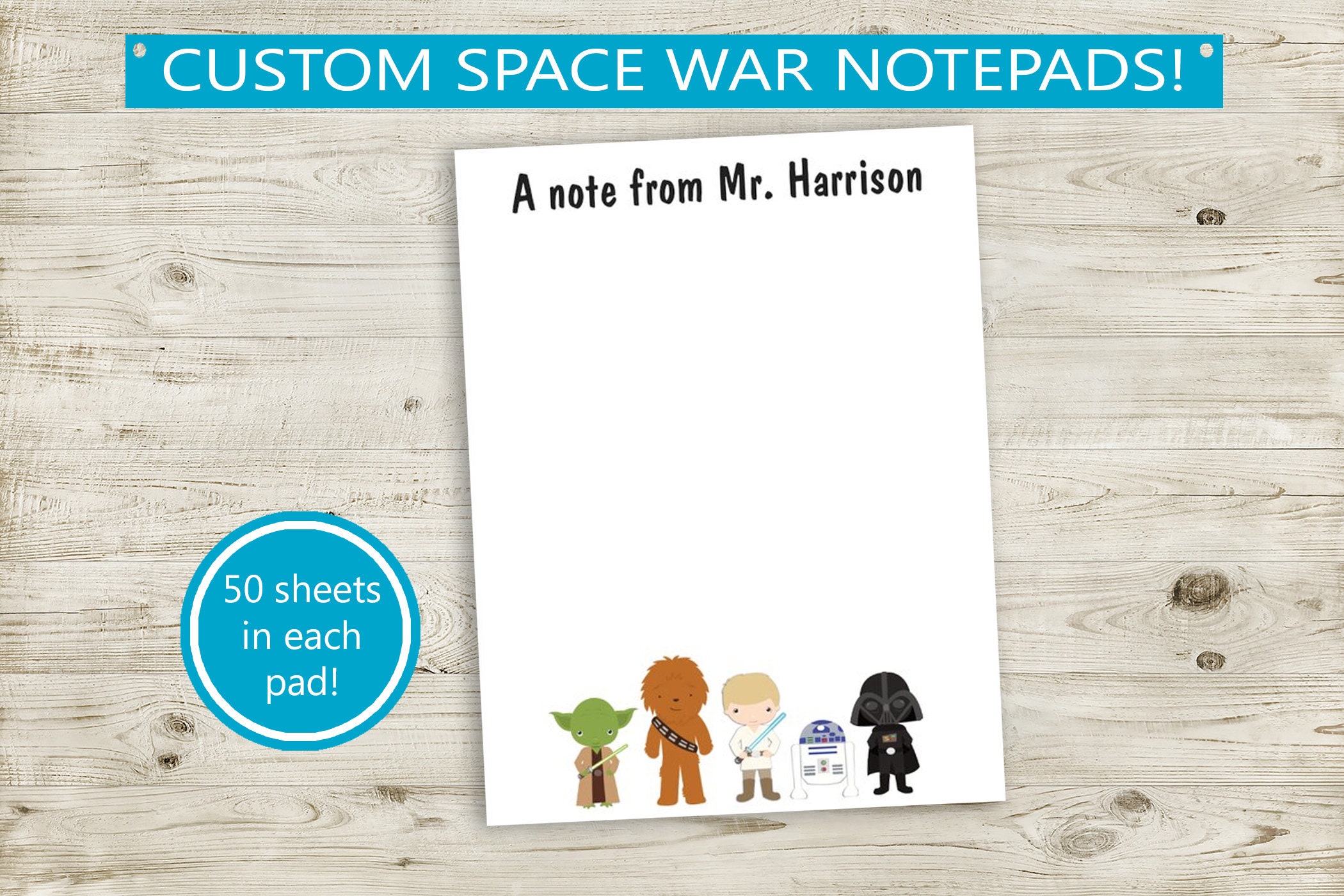 Personalized Space Wars Notepad With Custom Name // 50 Sheets | Etsy