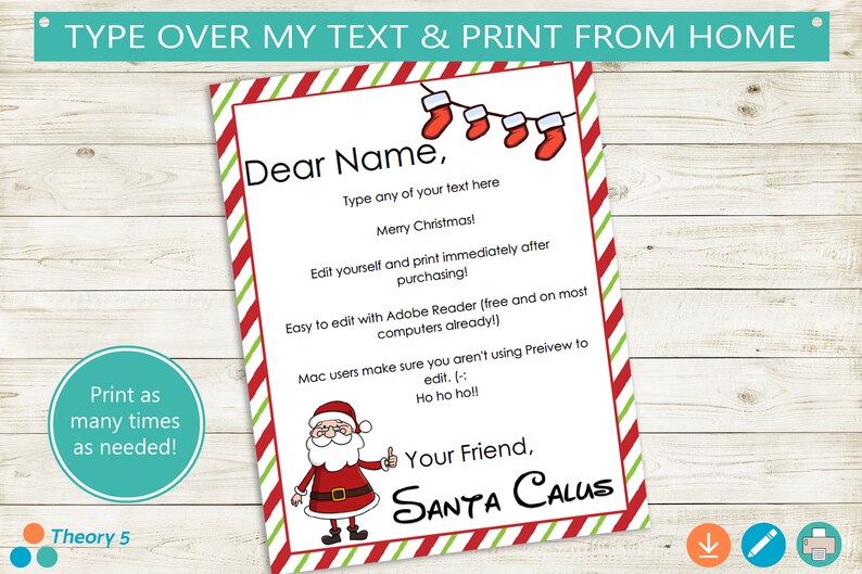 Editable and Printable Letter From Santa Claus // Print From - Etsy