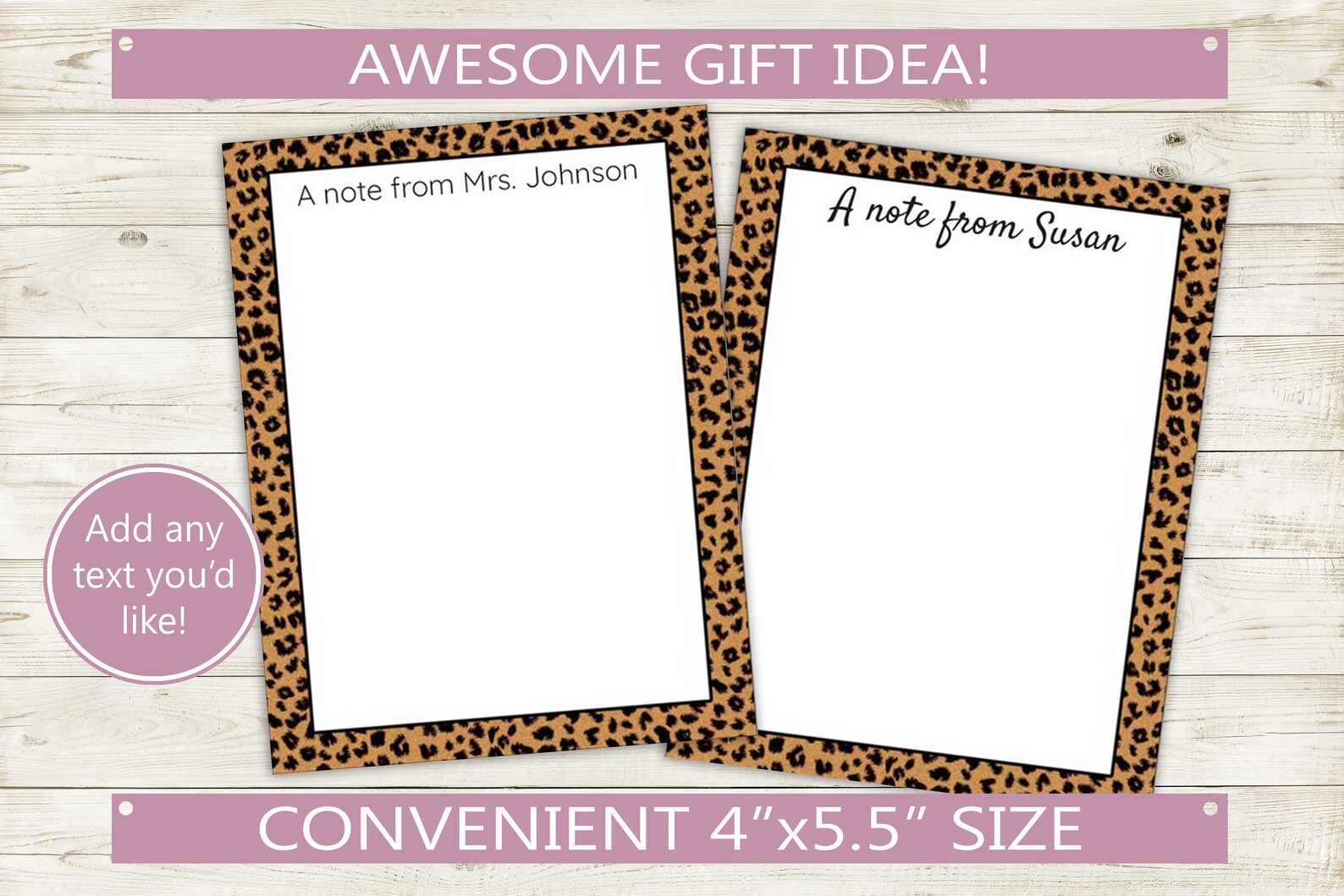 Custom Cheetah Print Notepad // 50 Sheets per Stack, 4"x5.5" Size ...