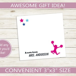 Custom Cheerleader Sticky Notes // Personalized Text // 50 Stickies per ...