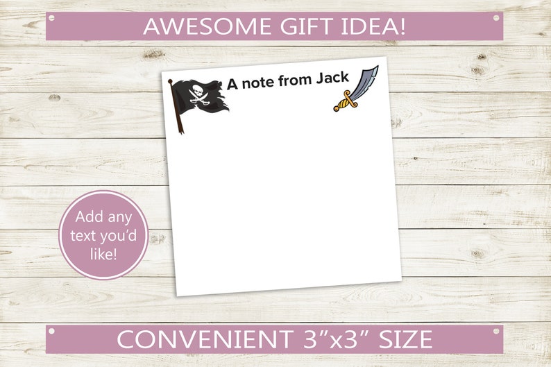 Custom Pirate Sticky Notes // personalized with any text // 50 | Etsy