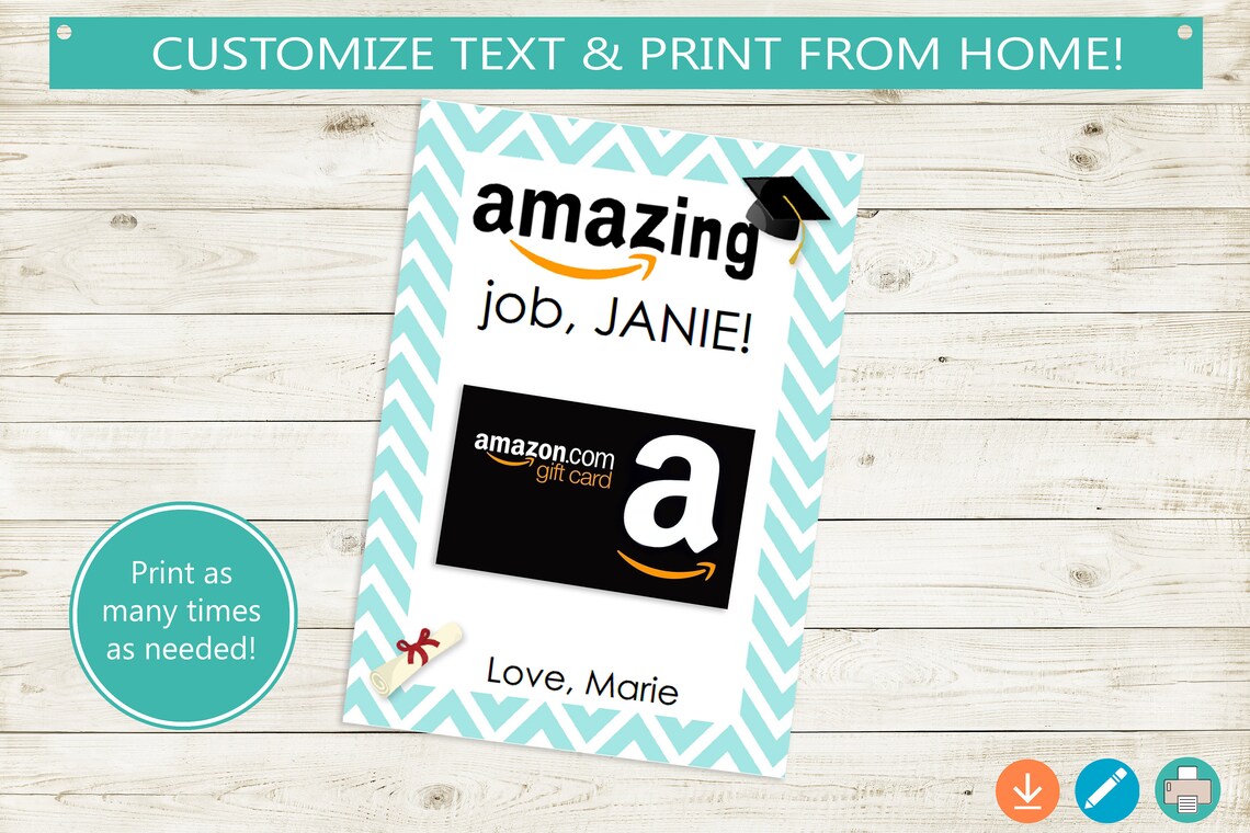 Editable and Printable Graduation Amazon Gift Card Holder // - Etsy