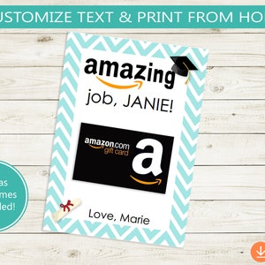 Editable and Printable Graduation Amazon Gift Card Holder // Teacher ...